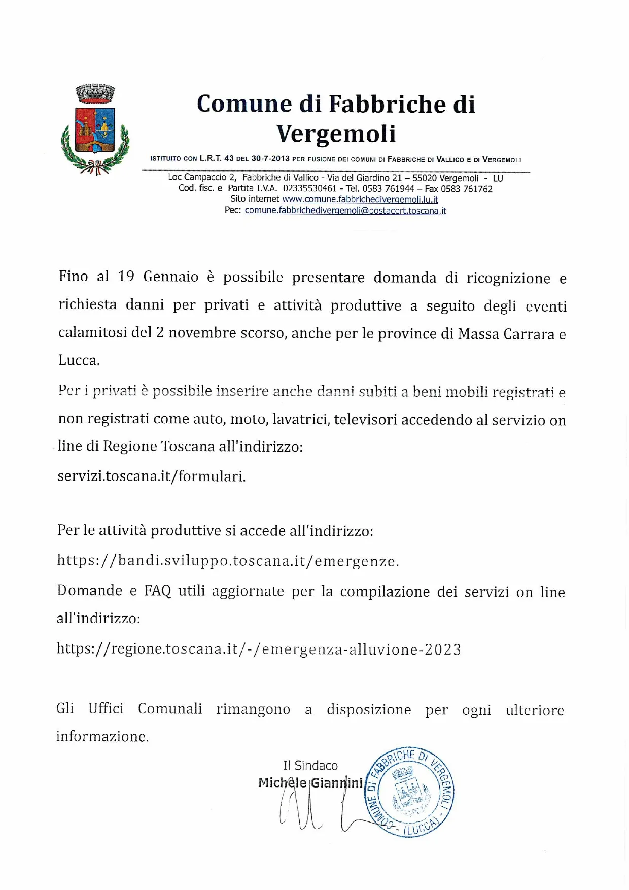 Comune di Fabbriche di Vergemoli